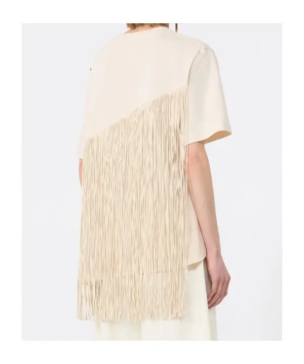 Sportmax Fringe Detail T-shirt - White