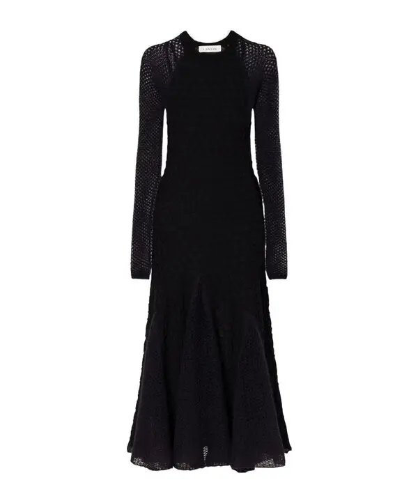 LANVIN Open-knit Wool Maxi Dress - Black