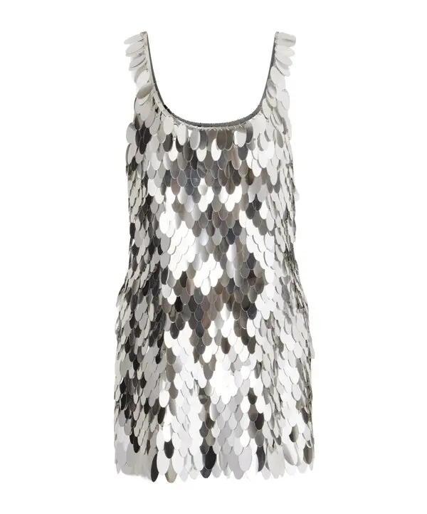 Rabanne Sequined -tone Chainmail Mini Dress - Silver