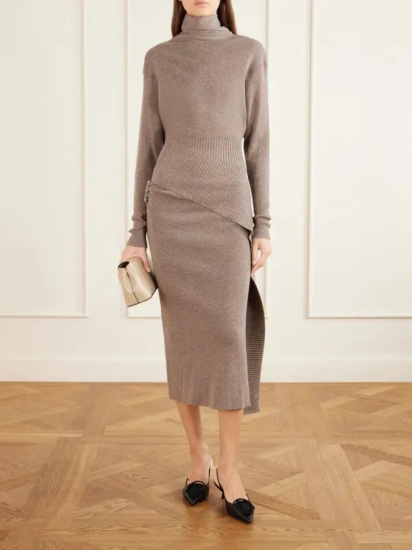 LANVIN Embellished Wool-blend Turtleneck Midi Dress