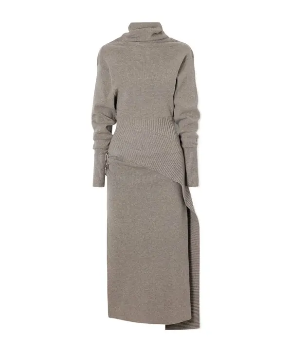 LANVIN Embellished Wool-blend Turtleneck Midi Dress - No