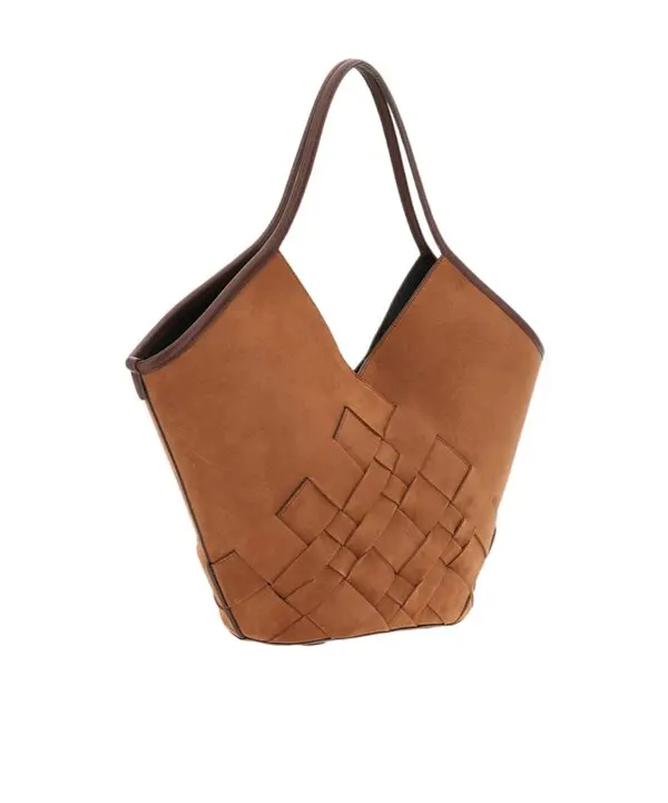 Hereu Interlock V-shape Tote Bag - Brown