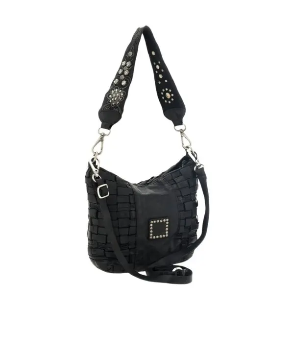 CAMPOMAGGI Beth Woven-design Studded Shoulder Bag