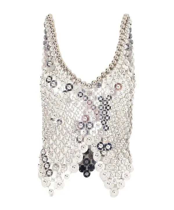 Rabanne Sequined Chainmail Tank Top - No