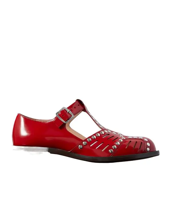 Bally Spiegel Studded Cutout Glossed-leather Brogues - Red