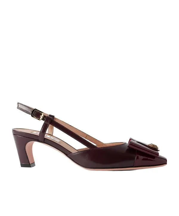Bally Bilyana 55 Bow-embellished Two-tone Leather Slingback Pumps - Wine Red