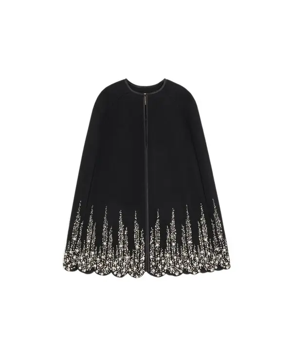 Valentino Garavani Draped Cape With Ombre Rhinestone Embroidery - No