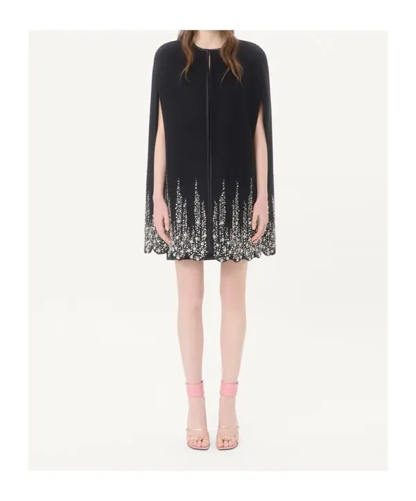 Valentino Garavani Draped Cape With Ombre Rhinestone Embroidery - No