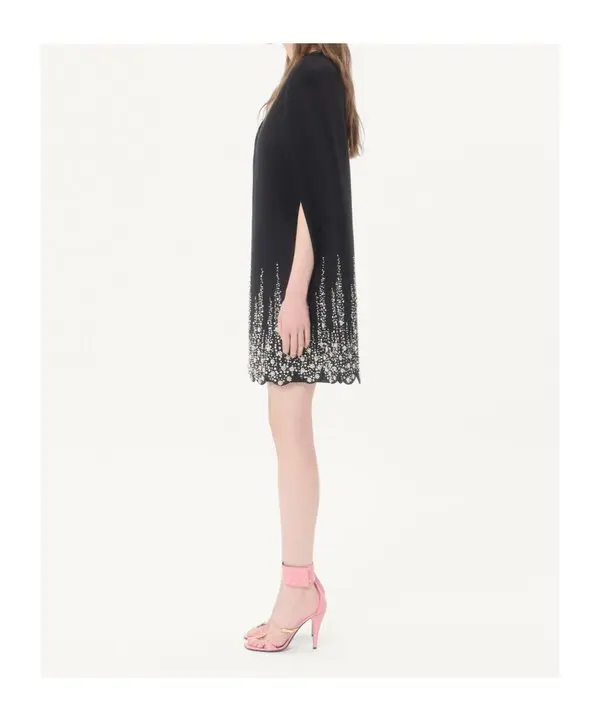Valentino Garavani Draped Cape With Ombre Rhinestone Embroidery - No