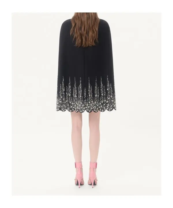Valentino Garavani Draped Cape With Ombre Rhinestone Embroidery - No