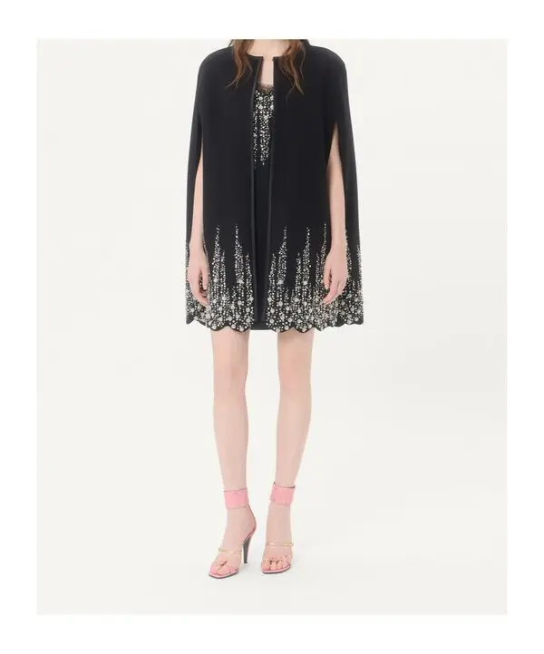 Valentino Garavani Draped Cape With Ombre Rhinestone Embroidery - No