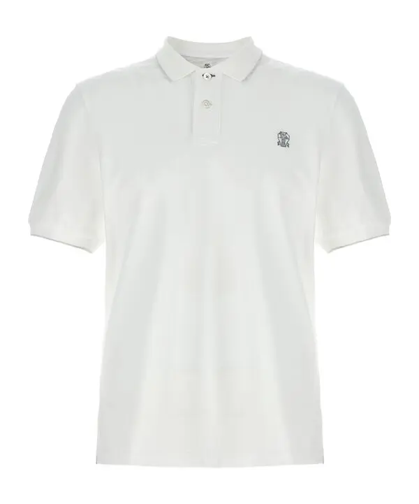 Brunello Cucinelli Logo-embroidered Short-sleeved Polo Shirt - White
