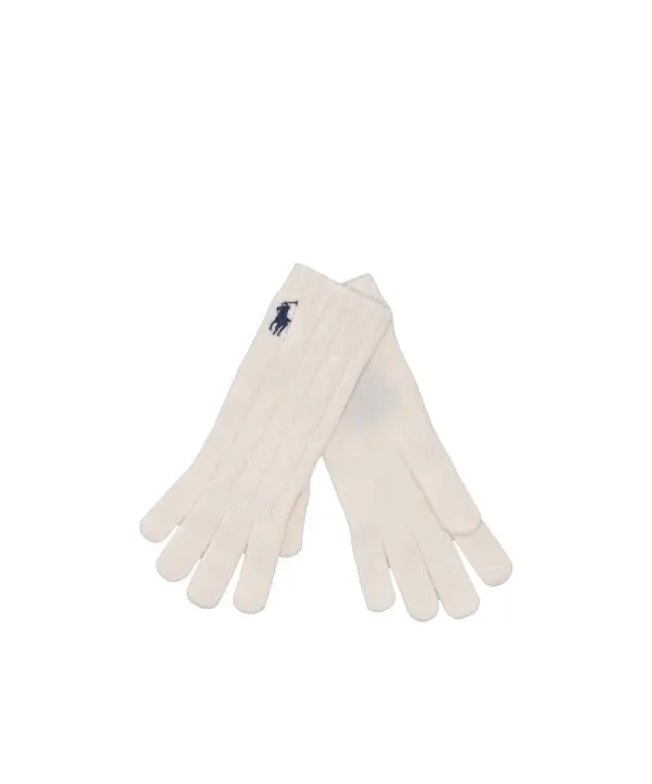Polo Ralph Lauren Logo Embroidered Knitted Gloves - White