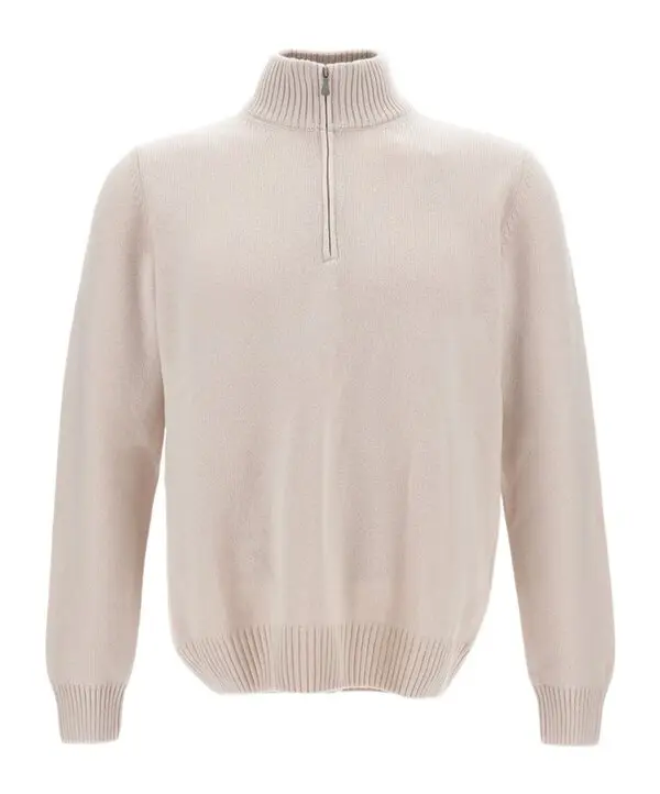 GRAN SASSO Long-sleeved Half-zip Jumper - Beige