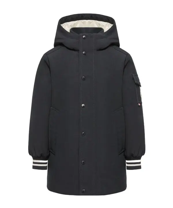 Moncler Ever Hooded Long Down Parka - Navy Blue