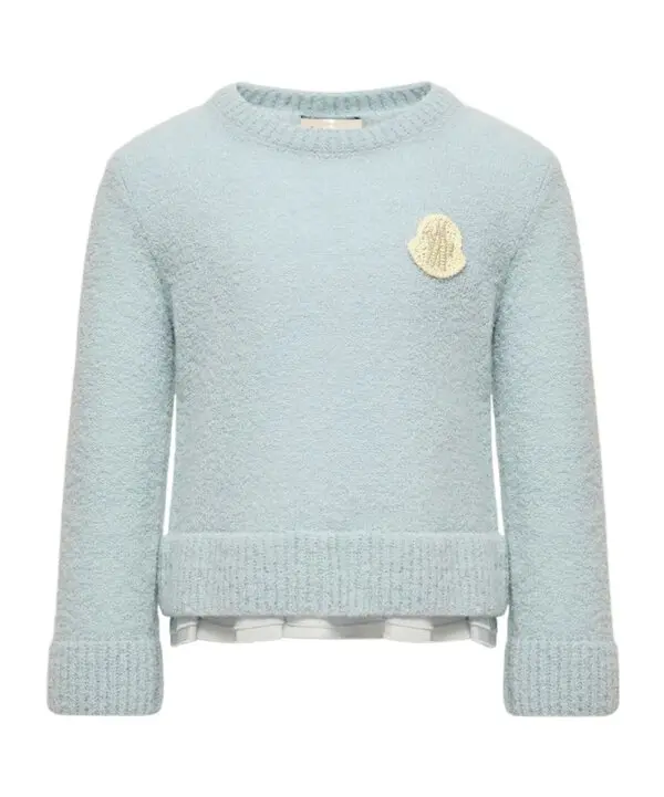 Moncler Embroidered Wool Blend Jumper - Light Blue