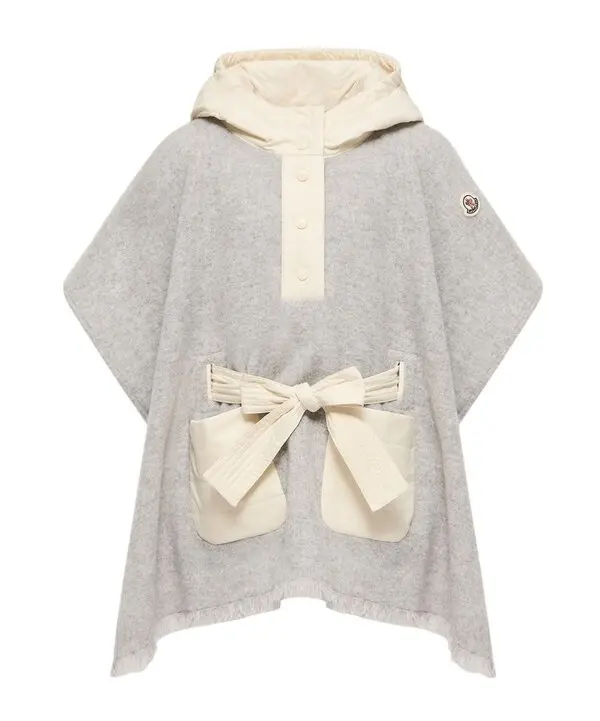 Moncler Padded Wool Hooded Cape - Grey