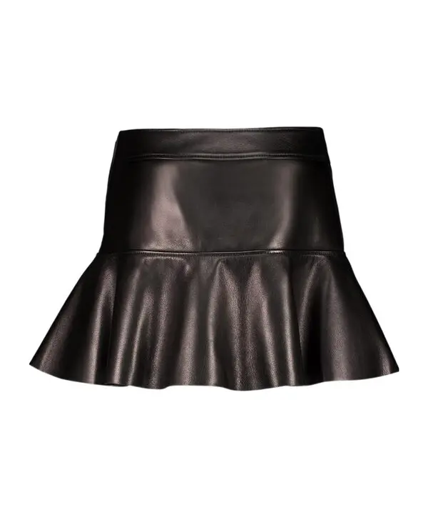TOM FORD Shiny Plonge Ruffled Bottom Mini Skirt - Black