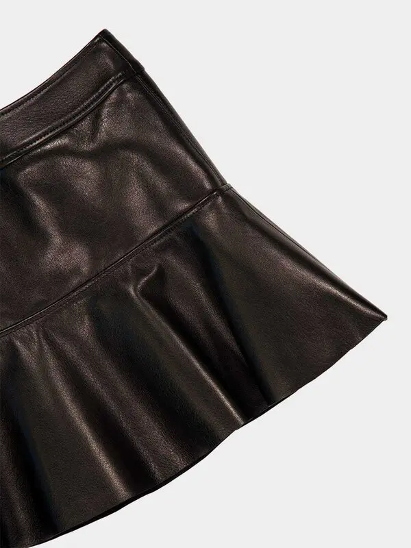 TOM FORD Shiny Plonge Ruffled Bottom Mini Skirt