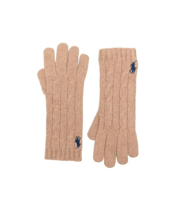 Ralph Lauren Polo Logo Embroidered Knitted Gloves - Nude