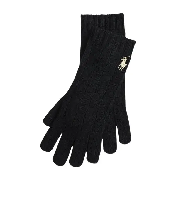 Polo Ralph Lauren Logo Embroidered Knitted Gloves - Black
