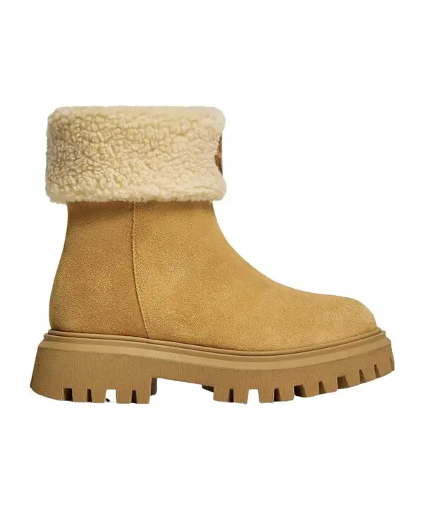 Moncler Petit Aurea Mid Suede Boots - Nude