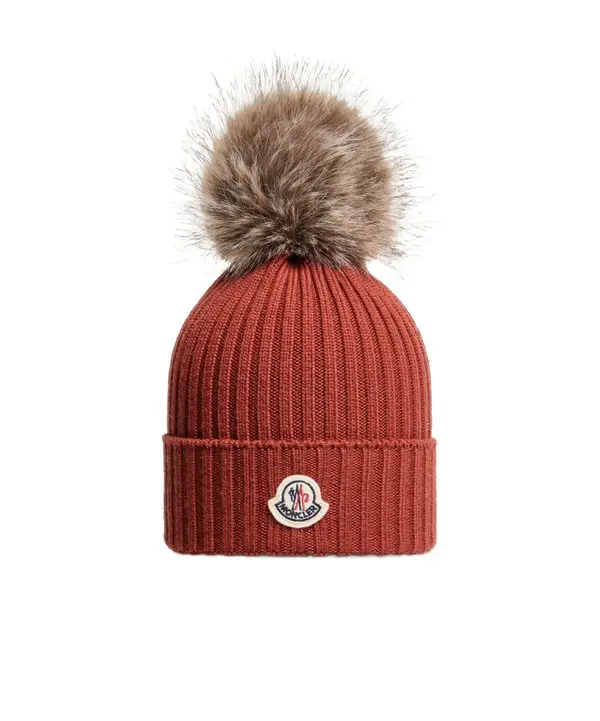 Moncler Merino Wool Beanie - Dark Orange