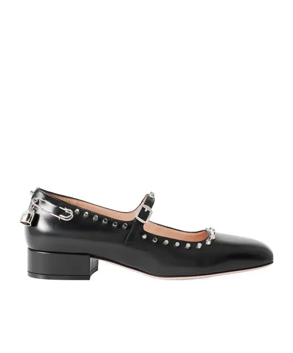 Bally Belkys Embellished Studded Leather Mary Jane Pumps - Black