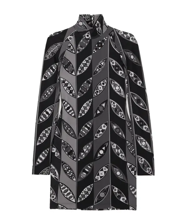 Emilio Pucci Printed Stretch-jersey Mini Dress - Black