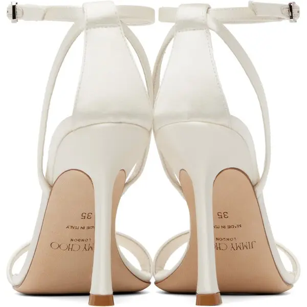 JIMMY CHOO Moza 100 Satin Crystal Buckle High-heeled Sandals