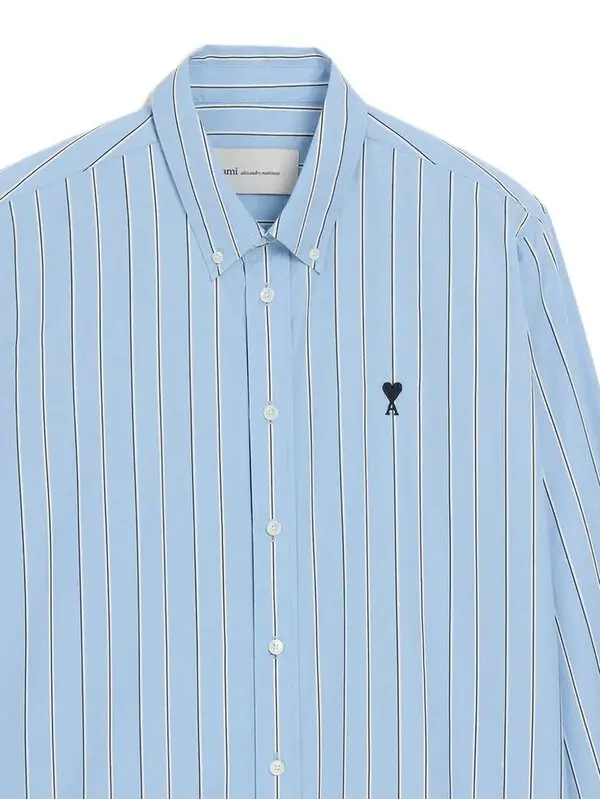 AMI Paris De Coeur Vertical-stripe Shirt