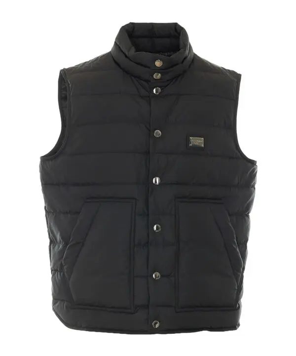 Dolce & Gabbana Dolce Gabbana Logo Plate Padded Gilet - Black