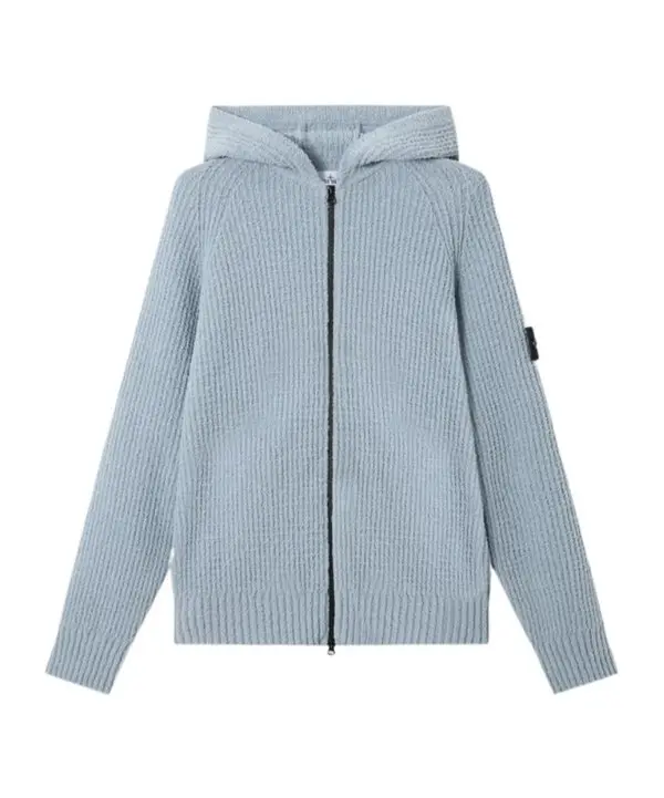 Stone Island Loose-fit Hooded Zip-up Jumper With Raglan Sleeves - Ashes