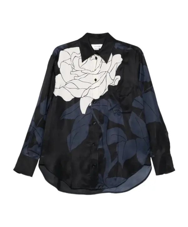 Victoria Beckham Floral Print Pocket Shirt - Black