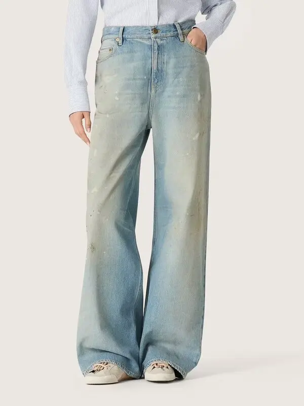GOLDEN GOOSE Wide-leg Distressed Jeans