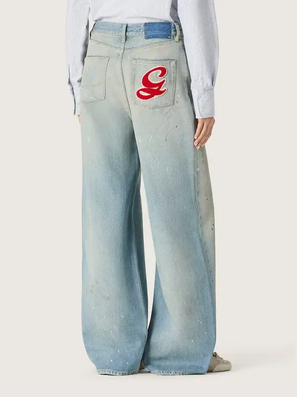 GOLDEN GOOSE Wide-leg Distressed Jeans