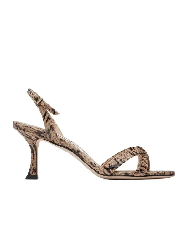JIMMY CHOO Elsy 70 Kigali Snake Print High-heeled Sandals - Chai