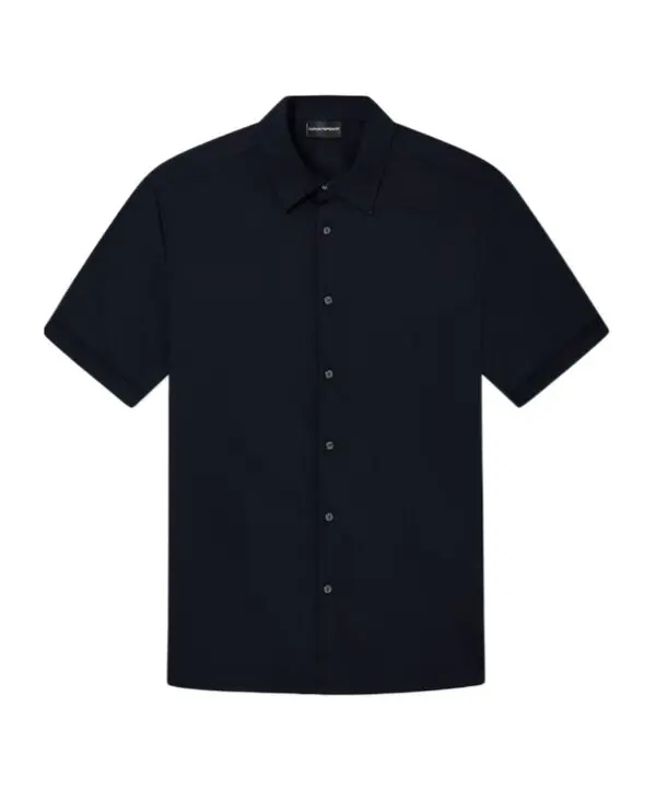 Emporio Armani Button-up Short-sleeved Shirt - Navy Blue