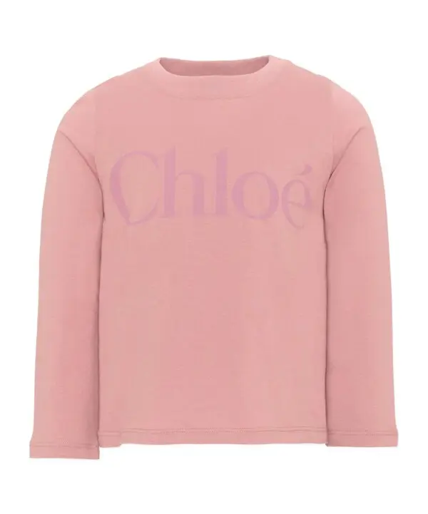 Chloé Logo-print Long-sleeve T-shirt - Pink