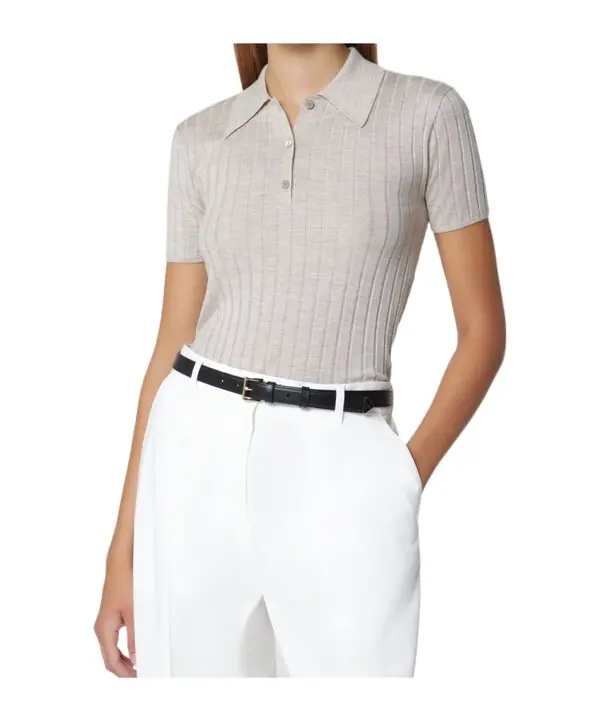 TOTEME Ribbed-knit Polo Top