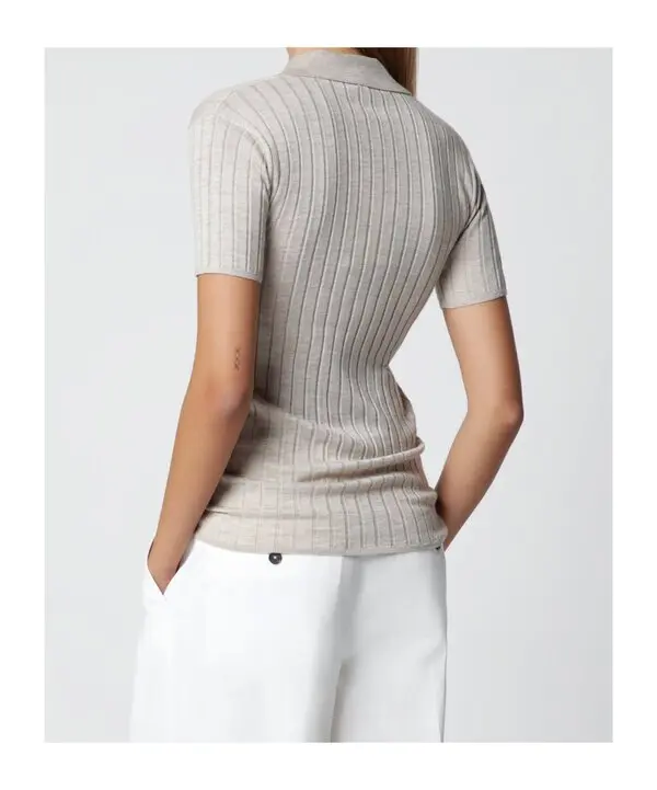 TOTEME Ribbed-knit Polo Top
