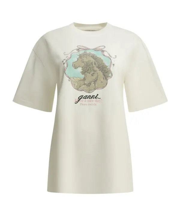 GANNI Qixi Graphic Oversized T-shirt - White
