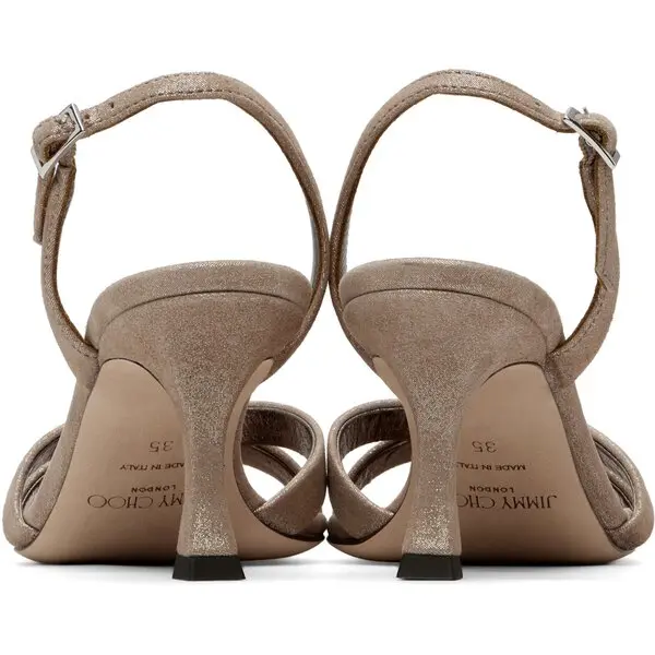 JIMMY CHOO Elsy 70 Glitter Suede High-heeled Sandals - Chai
