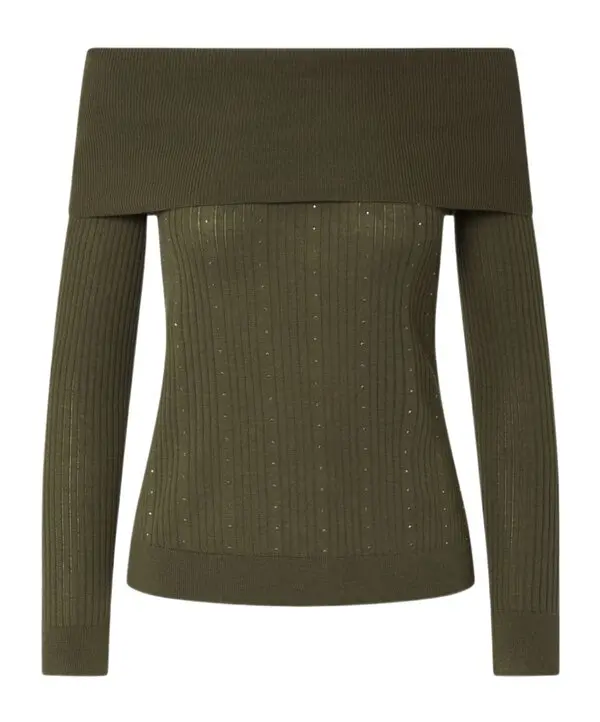 Liu Jo Wool Sweater With Bardot Neckline - Green