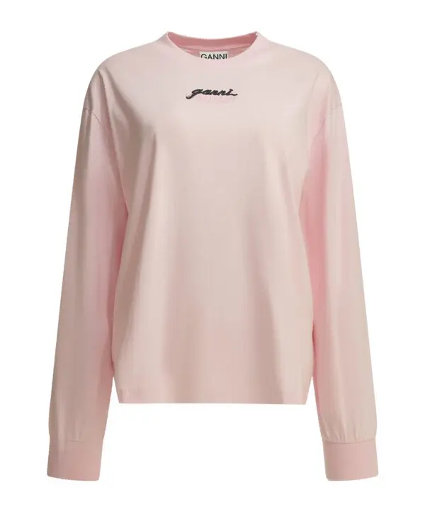 GANNI Future Graphic Long Sleeve T-shirt - Pink