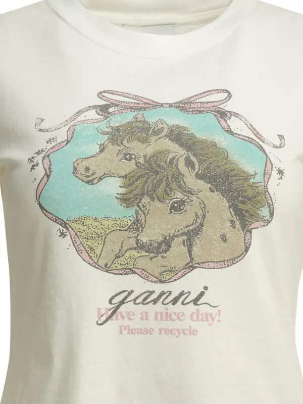 GANNI Cropped Graphic T-shirt