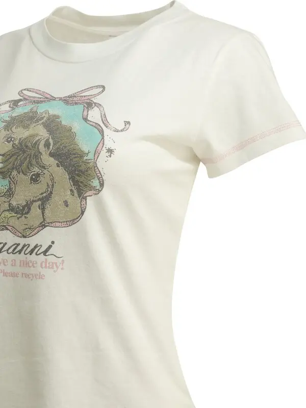 GANNI Cropped Graphic T-shirt