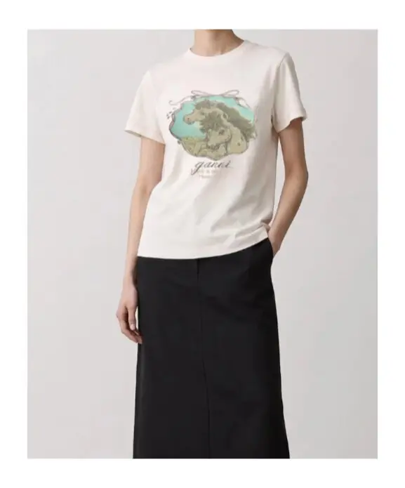 GANNI Cropped Graphic T-shirt - White