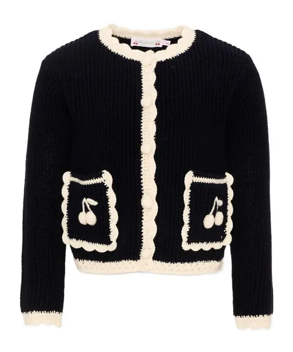 Bonpoint Marlys Scalloped-trim Cardigan - Blue