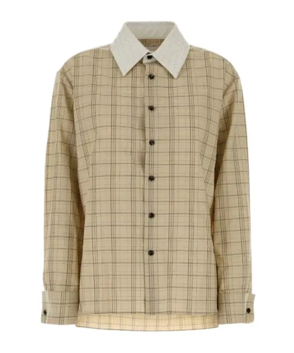 Bottega Veneta Checkered Long Sleeve Shirt - Beige